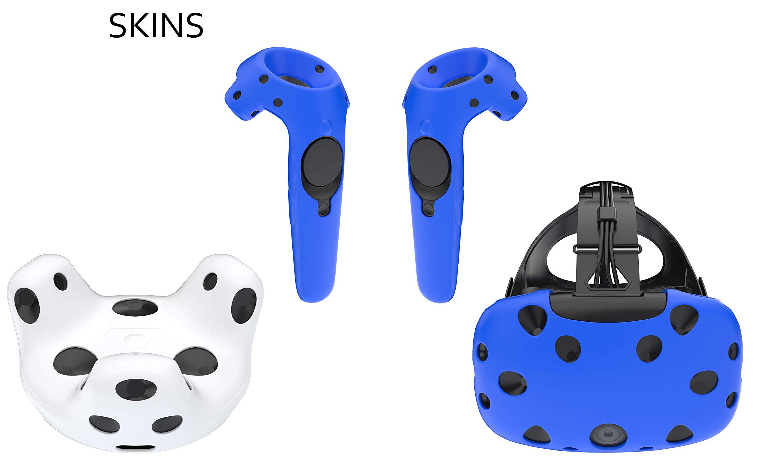 Skywin VR Essentials kit for HTC VIVE - VR Cable Management, Controller Headset and Tracker Skins, Display Stand and Organizer, Tracker Belt + Hand Straps, Replacement Face Foam, Disposable Face Cover