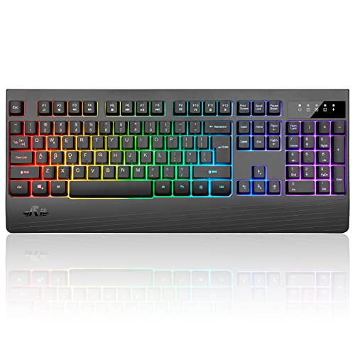 Rii RK204 Wireless RGB Gaming Keyboard 2.4G Rechargeable LED Backlit 104 Keys Ergonomic Mechanical Feeling Computer Keyboard for PC,PS4,Xbox,Windows (2022 New)