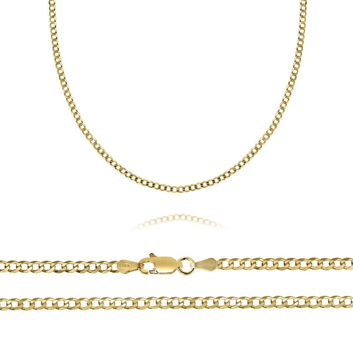 Orostar 10K Yellow Gold 2.5mm Curb Chain Necklace, 16" - 30" (20)