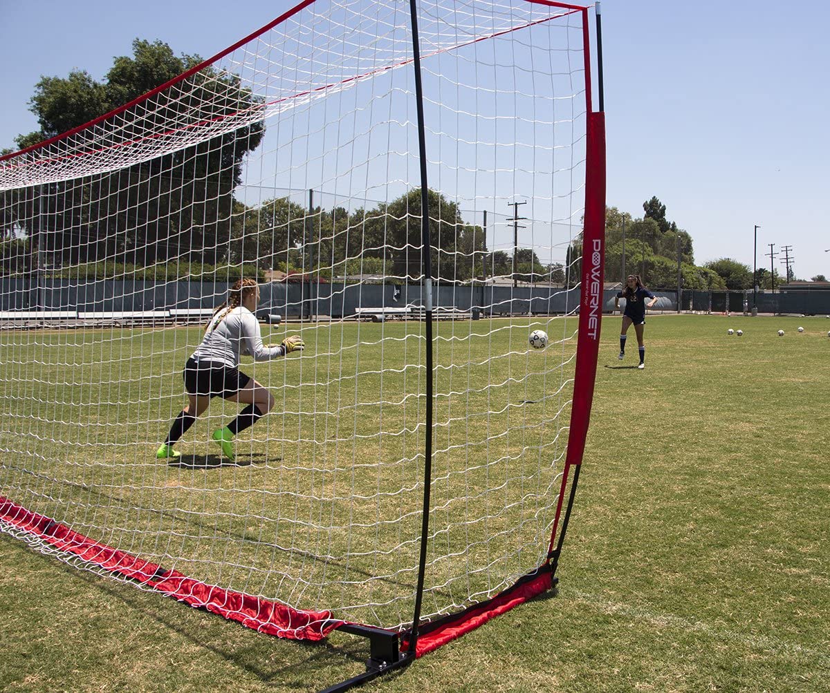 PowerNet Carli Lloyd Soccer Goal 24 x 8 | Regulation Goal Size | Portable Instant Net | Collapsible Metal Base | Quick Setup Easy Storage | 1 Goal+1 Wheeled Carrying Bag | Full Size