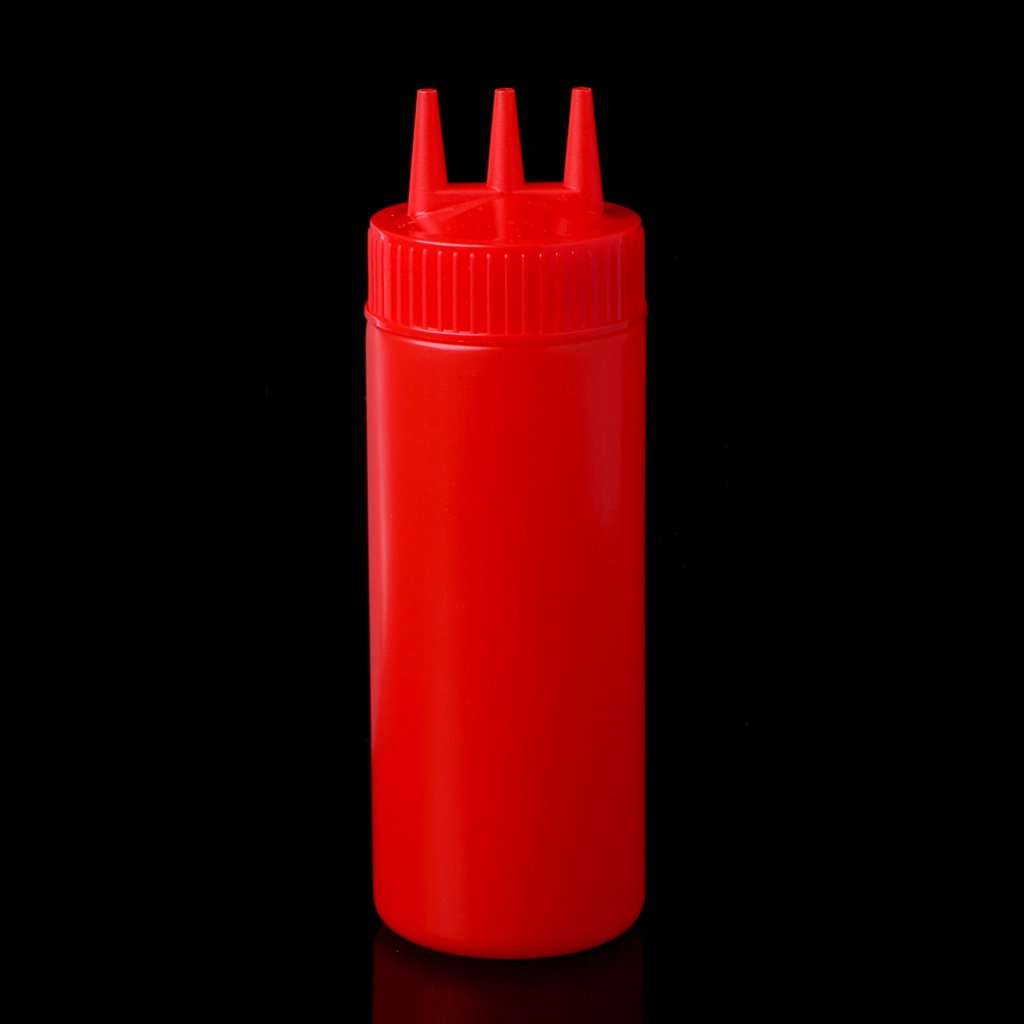 Squeeze Bottle,3 Hole Squeeze Bottle Condiment Dispenser Sauce Vinegar Oil Ketchup Cruet Bin