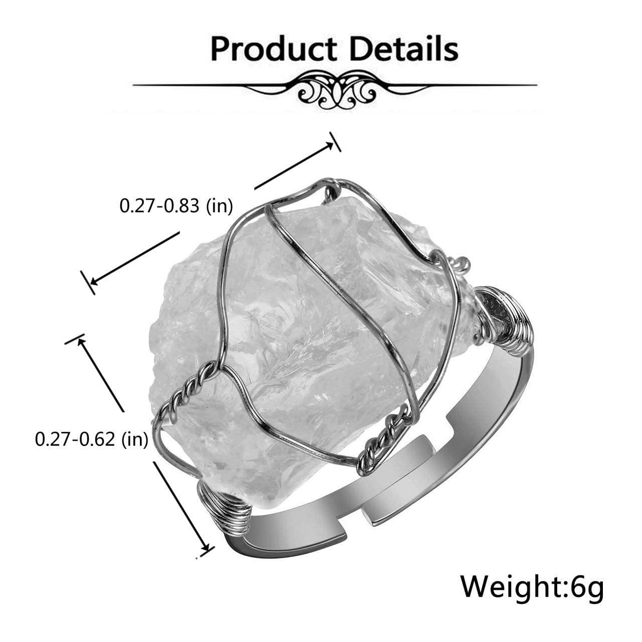 Top Plaza Healing Crystal Rose Quartz Rings for Women Handmade Wired Wrapped Irregular Gemstone Rings Golden Adjustable Rings