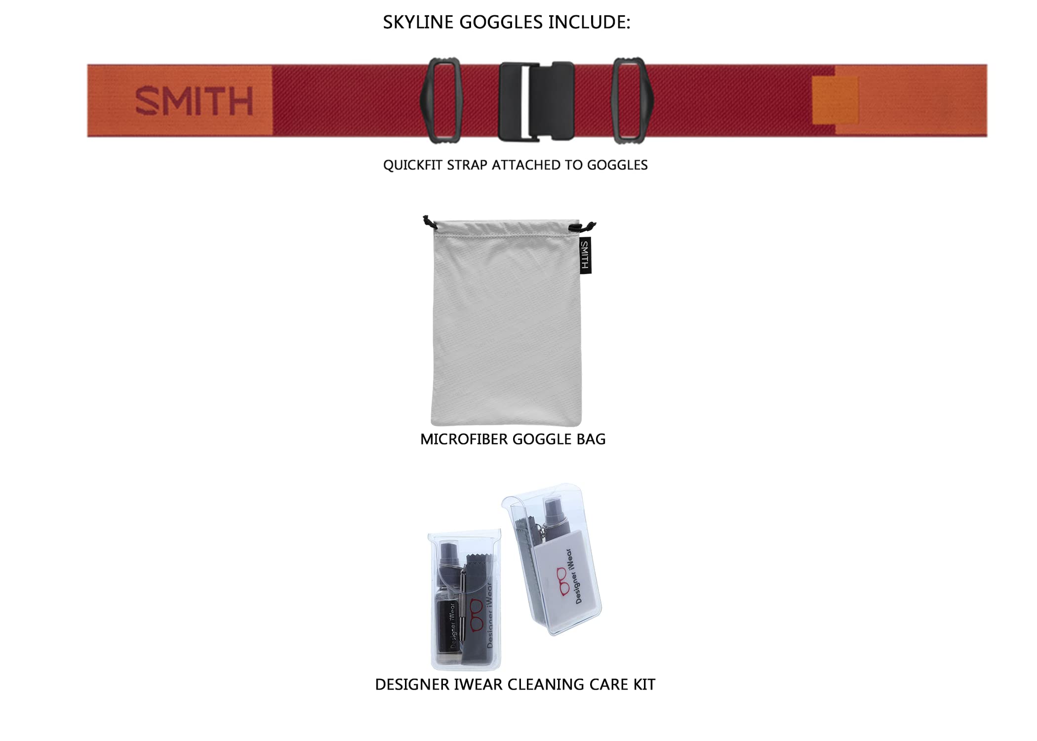 SMITH Skyline Carnelian/ChromaPop Everyday Red Mirror Medium fit Ski Goggles for Men for Women BUNDLE with Designer iWear Eyewear Kit