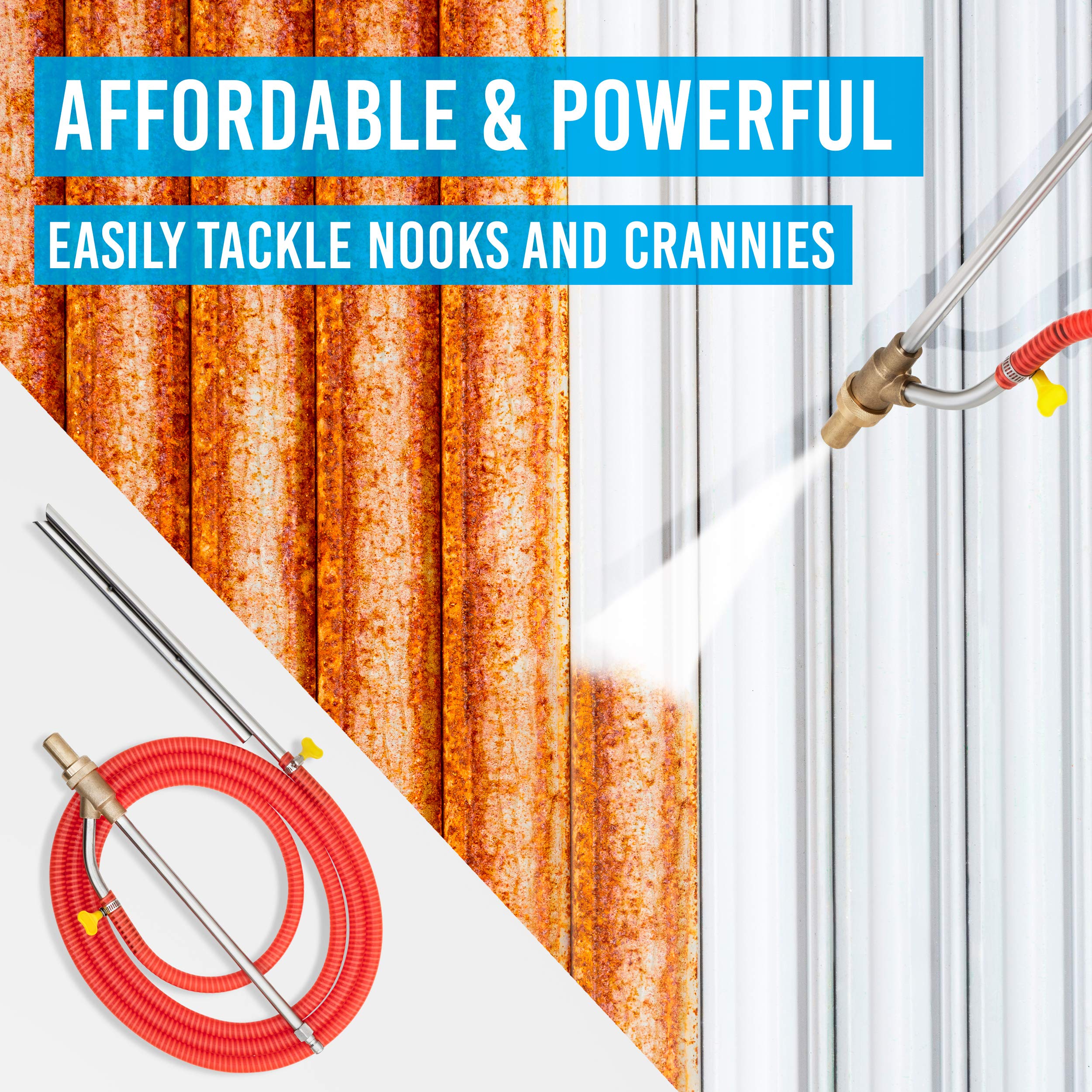 Sand Blaster For Pressure Washer - Wet Sandblasting Kit For Pressure Washer With Sand Blasting Nozzle Attachment, Hose, Sandblaster Wand, And Clamps Or Wet Media. Up To 5000 PSI. ¼” Quick Disconnect