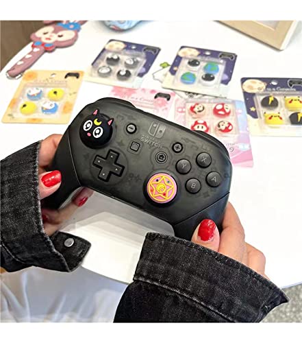 PERFECTSIGHT Cute Thumb Grip Caps for Playstation 4/5, PS5, PS4, Xbox Series X/S, Xbox One, Switch PRO Controller, 4PCS Kawaii Soft Skin Rubber 3D Analog Thumbsticks Grips Joystick Cover Set - Mario