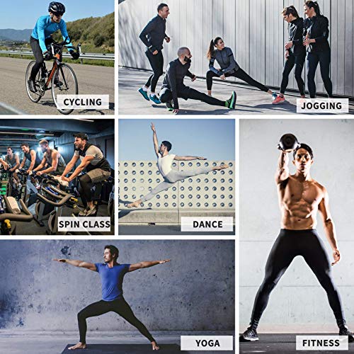 Tomic Men's Compression Leggings Sports Tights Yoga Workout Fleece Lined Thermal Base Layer Pants Side Pockets Gray XL