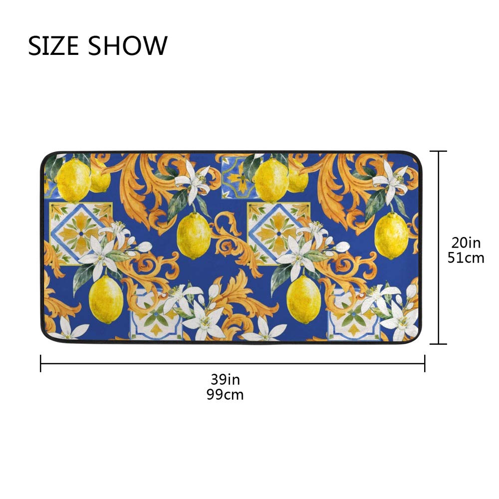 XYDE Long Kitchen Rugs Non Slip Washable Bath Mat Kitchen Runner Rug Watercolor Pattern in Sicilian StyleWater Absorption and Quick Drying Anti Fatigue Comfort Flooring Carpet 39 x 20 inch