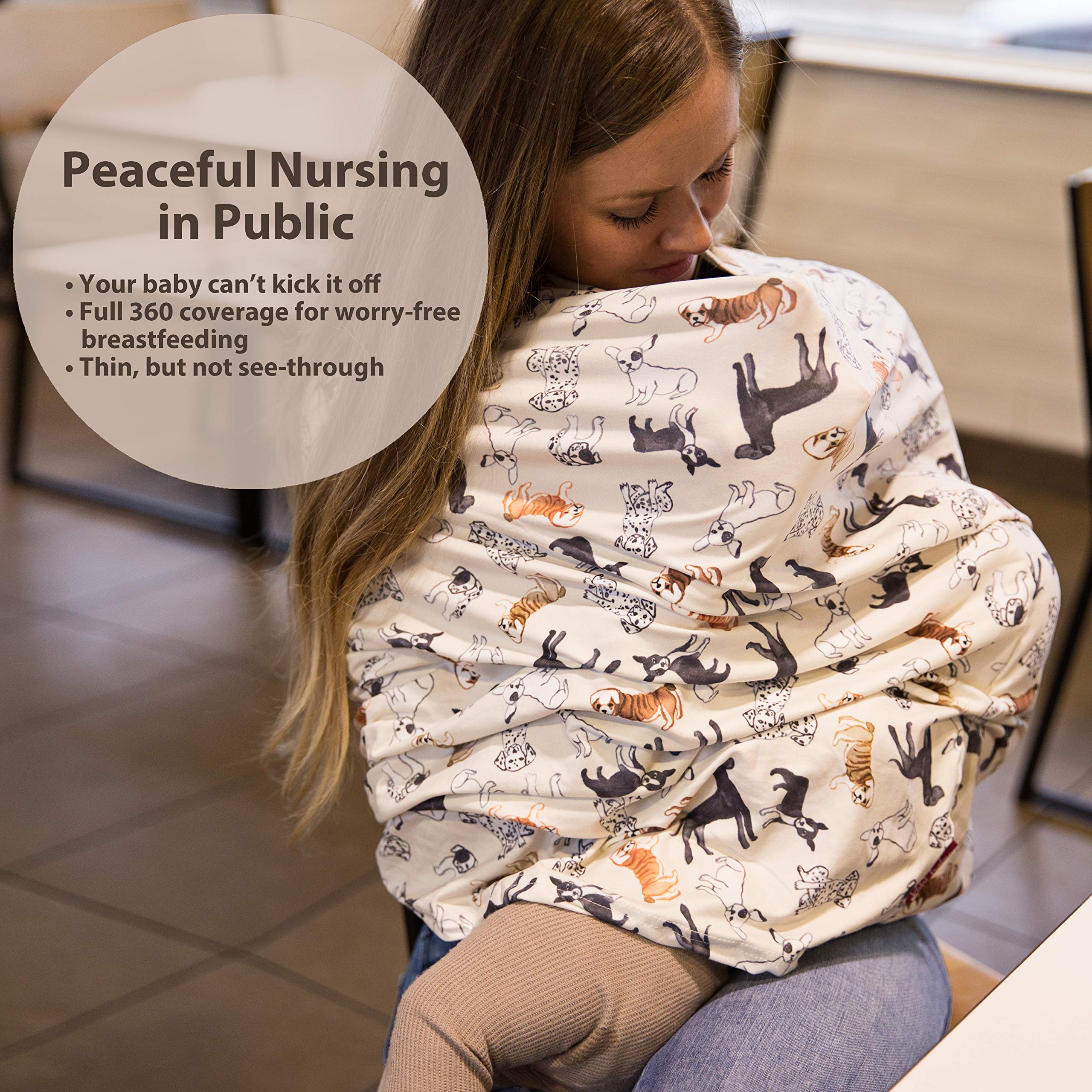 Pobi Baby Car Seat Covers and Nursing Cover - Soft and Stretchy Unisex Pattern (Puppy)