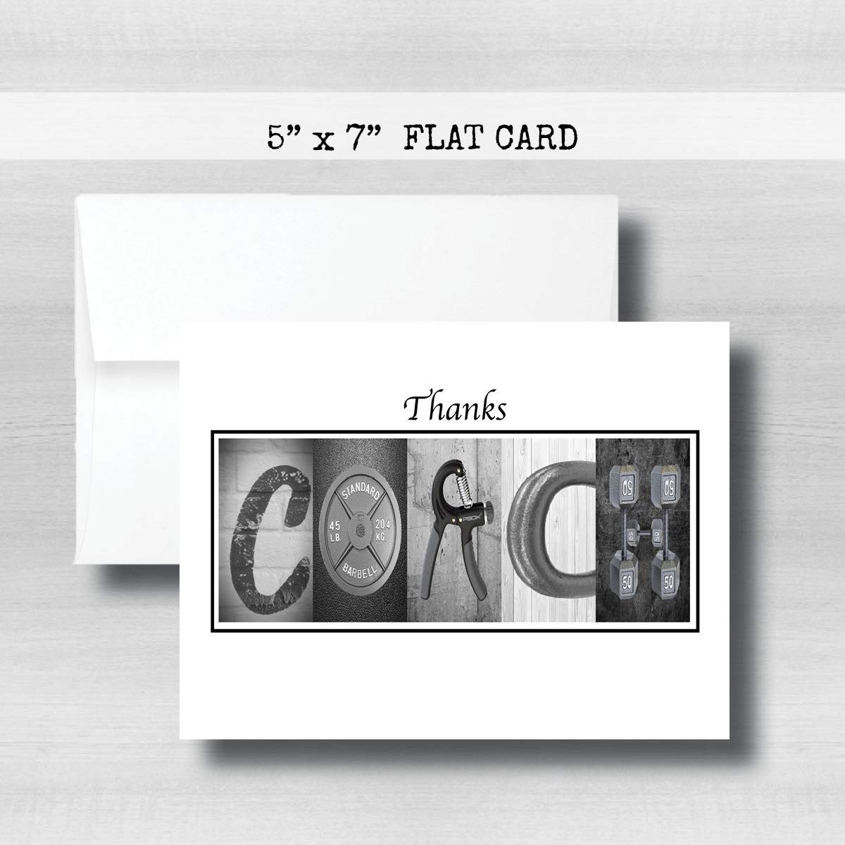 Personalized Weightlifting Coach Thank You Card, 5"x 7" FLAT CARD, Greeting Cards