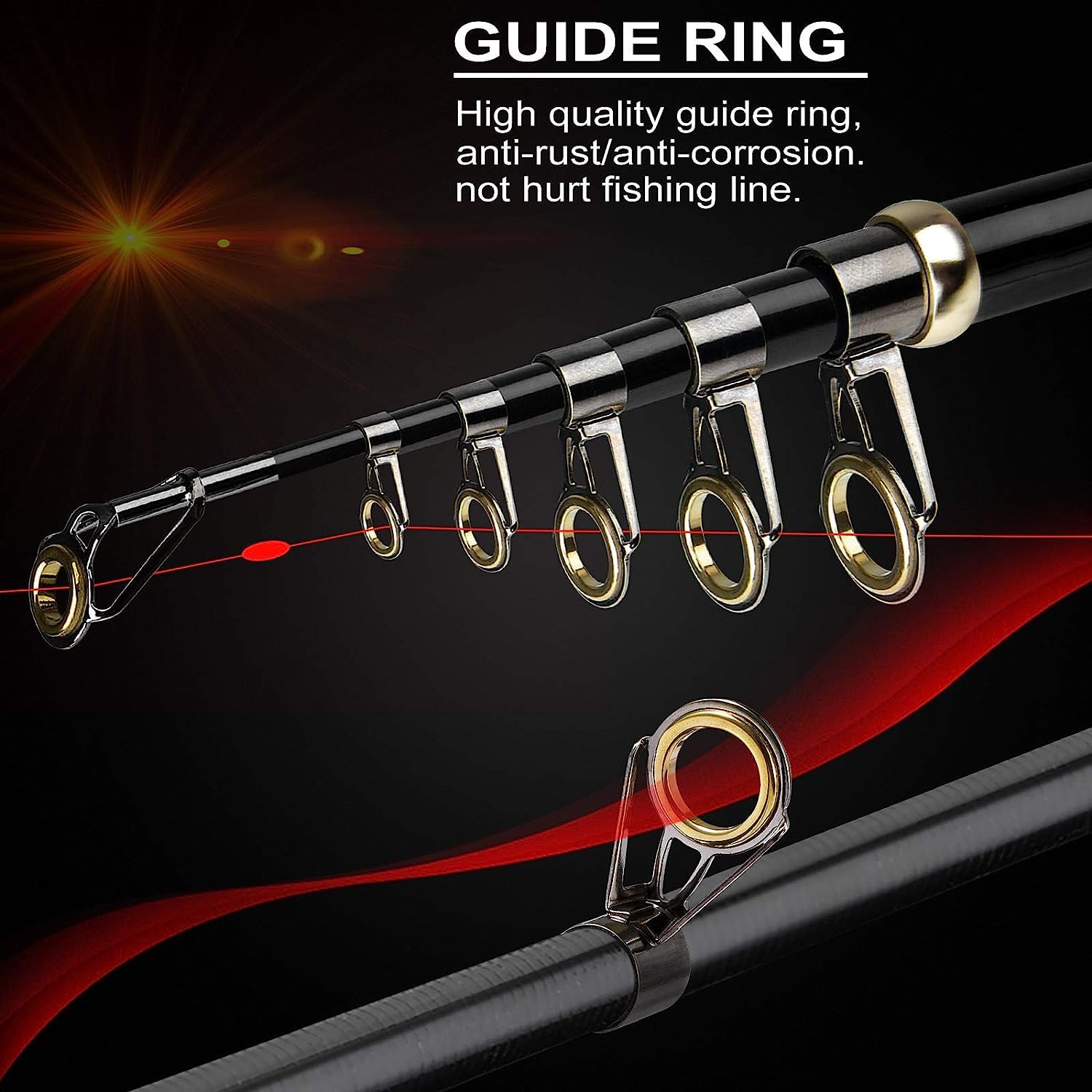 PLUSINNO Elite Hunter 7FT Fishing Rod, IM 6 Graphite Spinning Rod and Casting Rod, Stainless Steel Guides with SiC Inserts (7FT-Spinning Rod-M Power+HT3000REEL(Golden))…