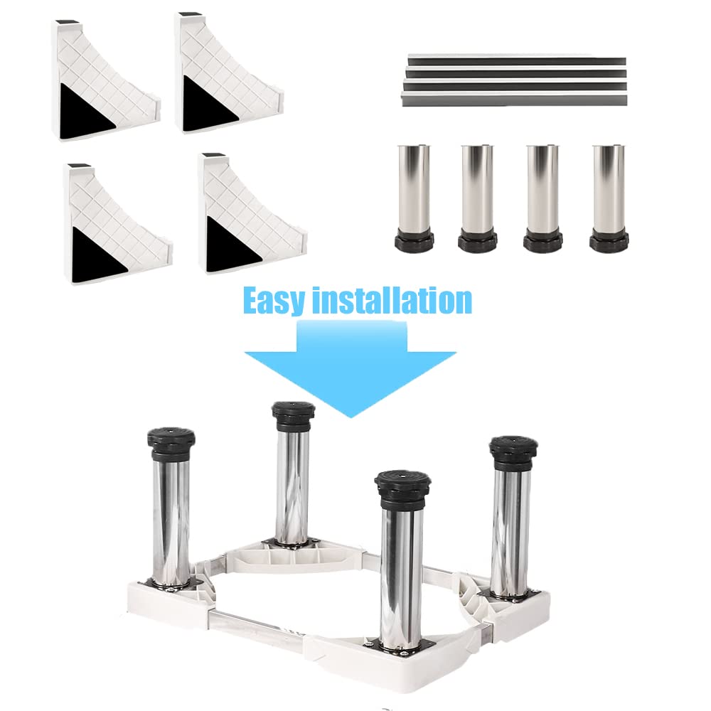 SSEHCWAN Washer and Dryer Stands, Washing Machine Stand Base Adjustable Appliance Base Max Load 770LB/350KG Pedestal for Washing Machine Dryers Refrigerator, Increase 9.4-10.6inch 24-27cm Height
