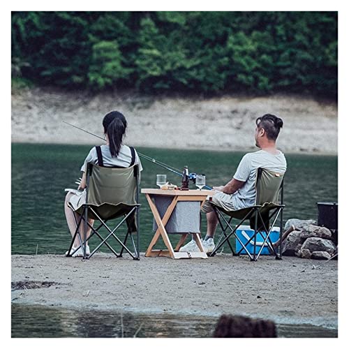 SMKOOP Folding Camping Chair Sturdy Folding Camp Chair Fishing Chair with Storage Pockets Thicken Fishing Stool