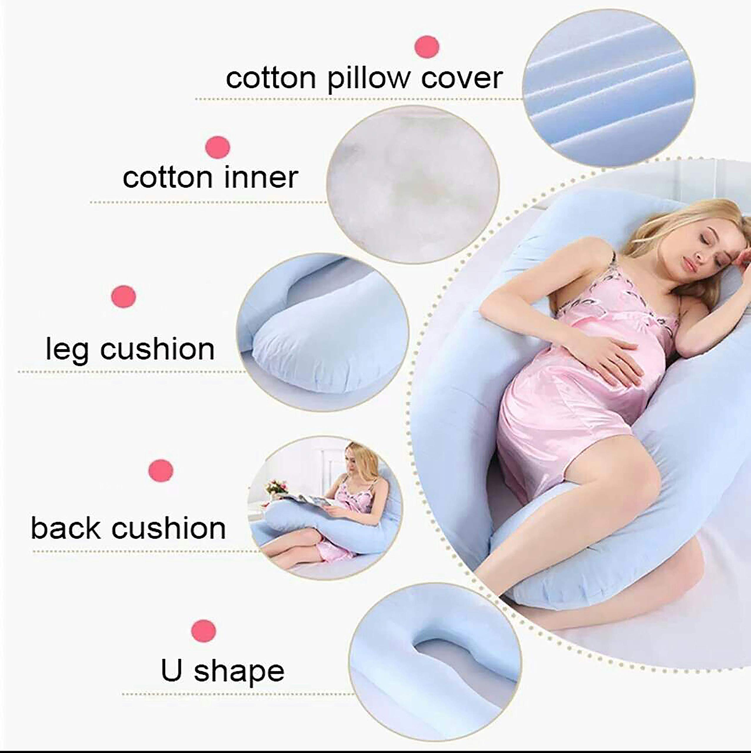 Pregnancy Pillow U-Shape Full Body Pillow Maternity Support for Back Neck Belly Leg Hips Pregnant Women Cushion - Blue