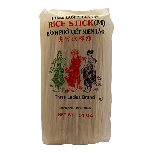 Three Ladies Brand Rice Stick Noodle - 14 Oz. (Pack of 3 Bags)