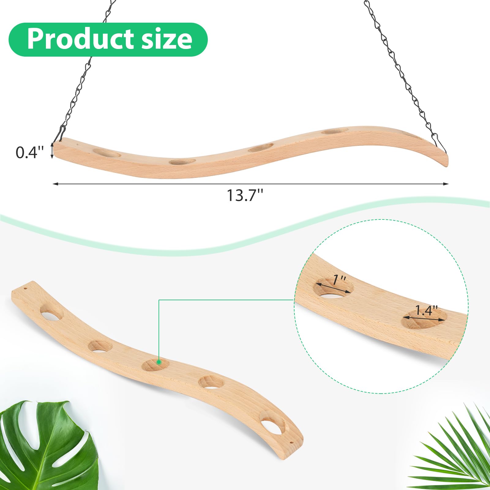 Perfin 2 PACK Wavy Wood Air Plant Holders Unique Hanging Airplant Holders Wall Display For Air Plants Live Indoor Plants Home Office Wall Decorโฆ