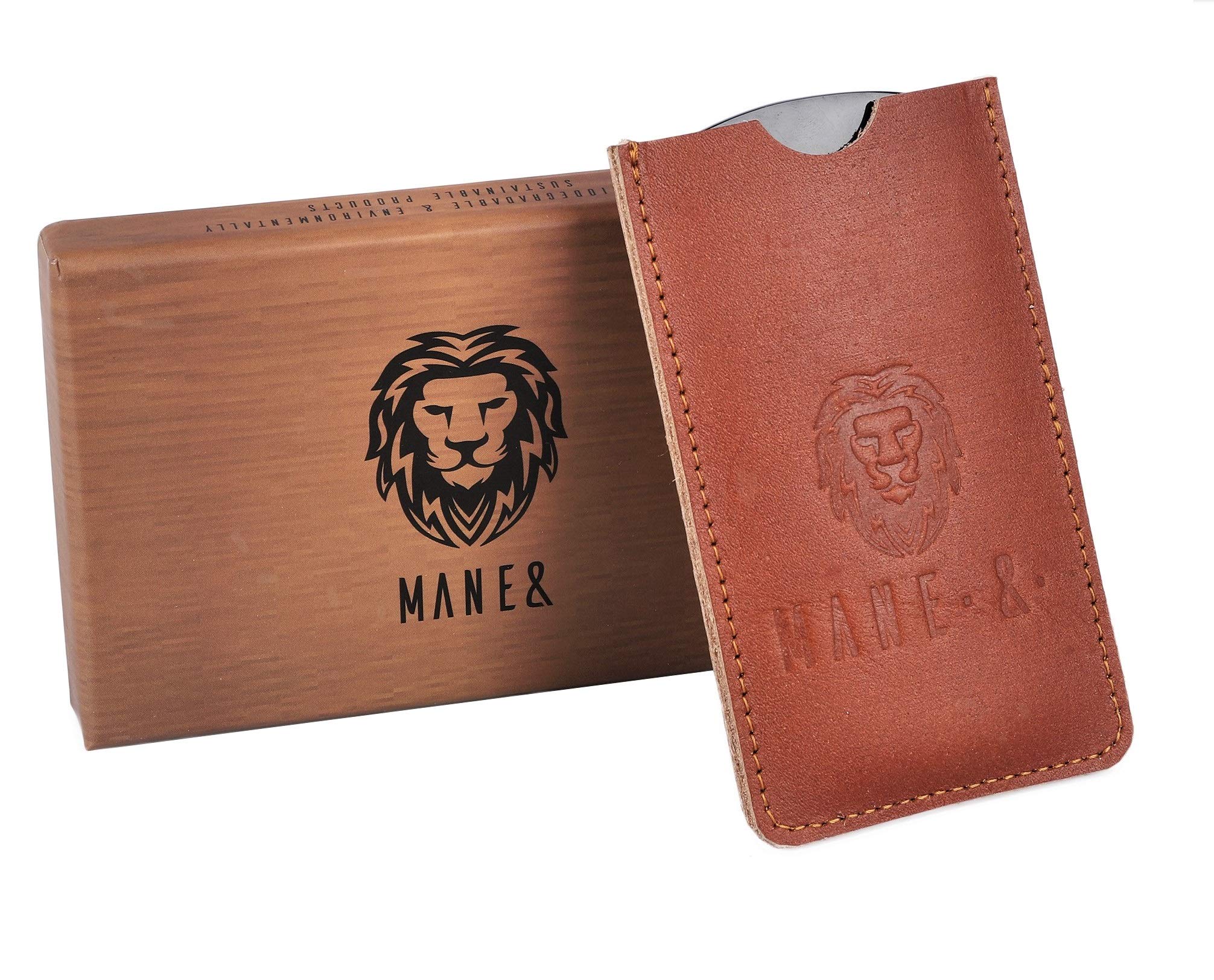 Premium 100% Oxhorn Dual-Action Beard Comb with Genuine Leather Case β the Perfect Beard Grooming Gift for Men by Man & Mane.