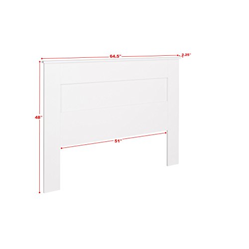 Prepac Stylish Flat Wood Panel Headboard for Queen Size Beds, Simplistic Wooden Queen Headboard 2.25" D x 64.5" W x 48" H, White, WHFQ-1301-1