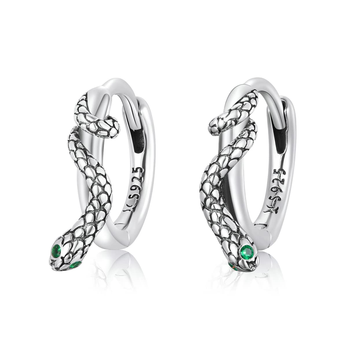 Snake Earrings for Women, 925 Sterling Silver Anime Earring Small Hoop Earrings Cubic Zirconia Earrings Snake Ear Cuff Hypoallergenic Huggie Hoop Earrings Jewelry Gifts for Womenā¦