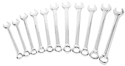 Performance Tool W1062 11 Piece Metric Combo Wrench Set with Case | Premium Mirror Polished Chrome Vanadium Steel, Black