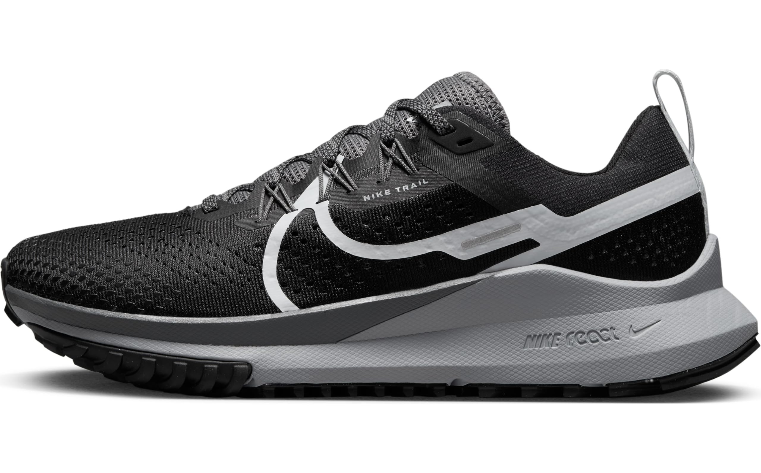 Nike Women's React Pegasus Trail 4 Running Shoes, Black/Aura-Dark Grey-Wolf Grey, 9 M US