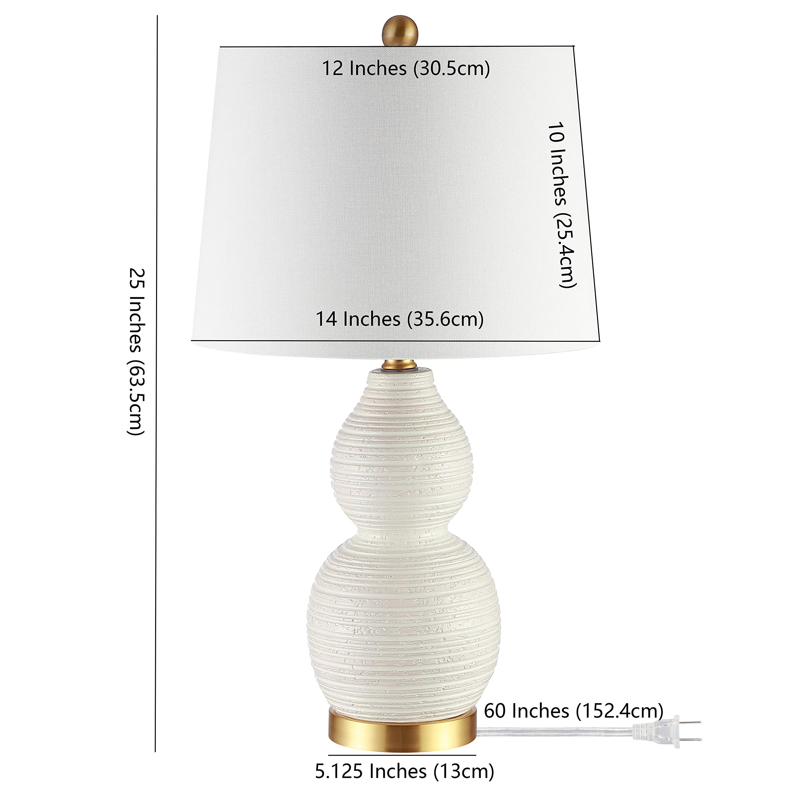 Safavieh Lighting Collection Darsa White Double Gourd 25-inch Bedroom Living Room Home Office Desk Nightstand Table Lamp (LED Bulb Included)