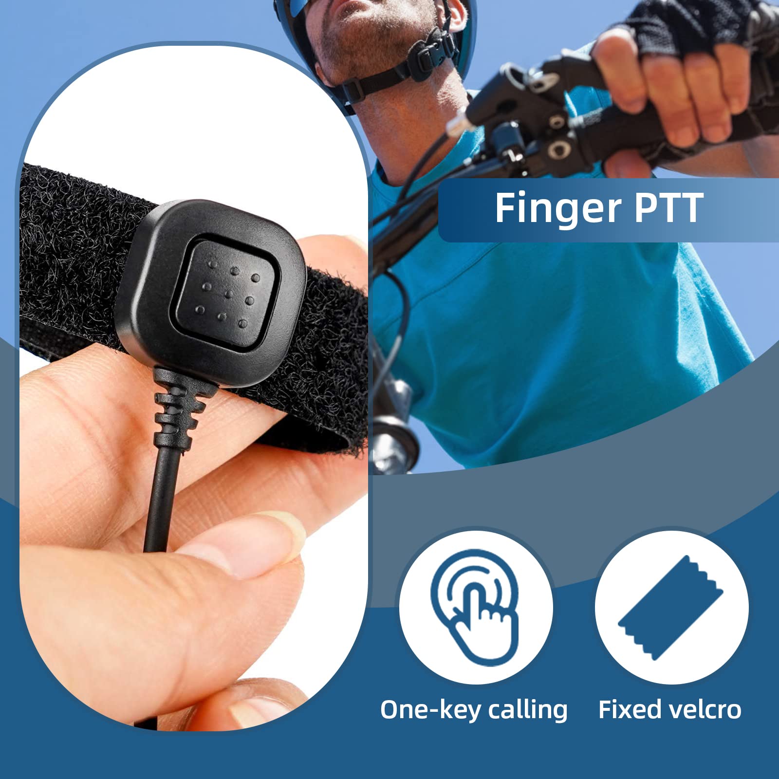 Retevis ETK007 Adjustable Throat Mic Two Way Radio Headset, Finger PTT, for Cycling, for RT22 RT21 H-777 RT68, Compatible with Kenwood Baofeng UV-5R Walkie-Talkie,Walkie Talkie Earpiece(2 Pack)