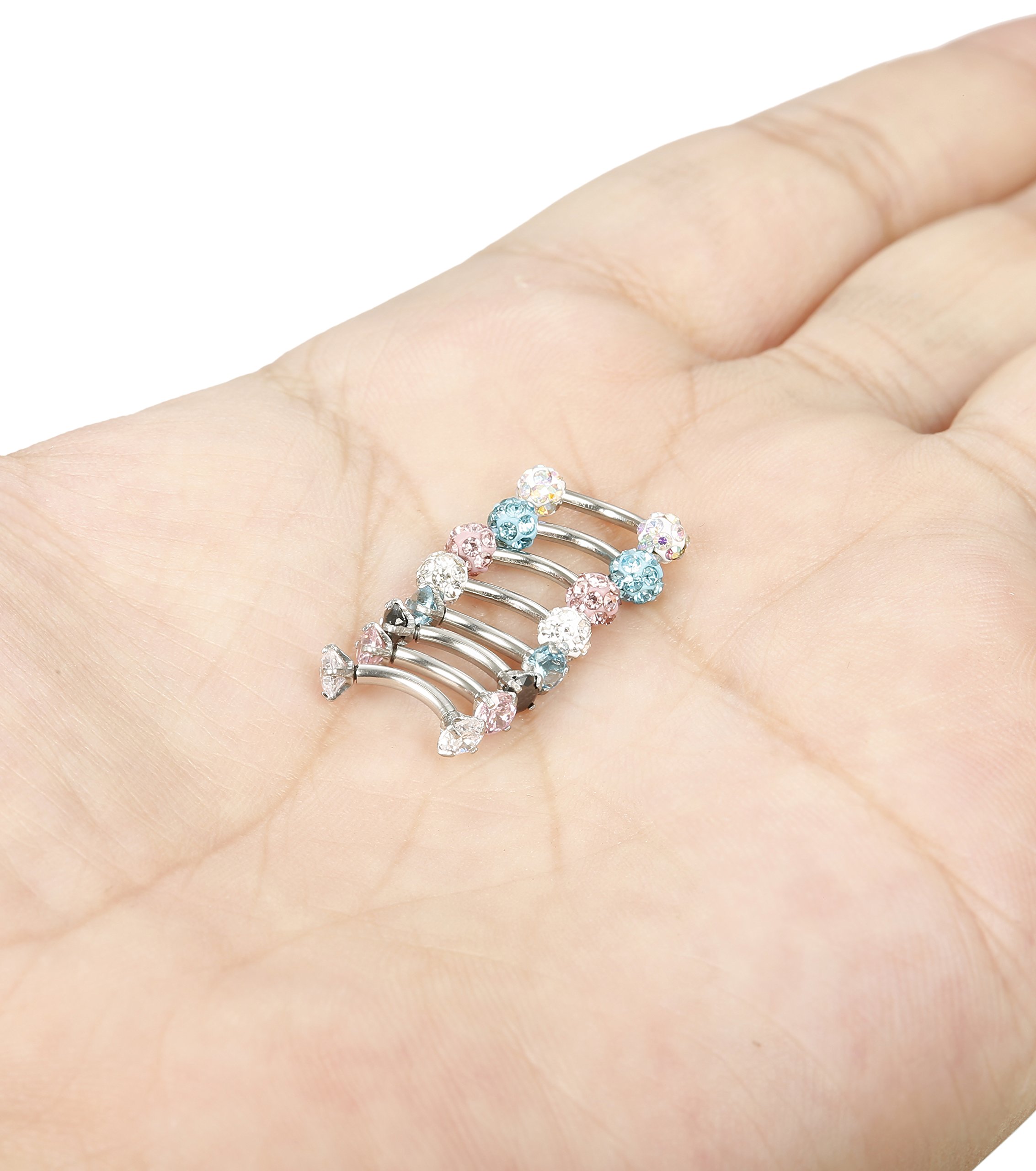 ORAZIO 8Pcs 16G Stainless Steel Eyebrow Ear Navel Belly Lip Ring Body Piercing Jewelry 6-12mm (8Pcs, 6mm)