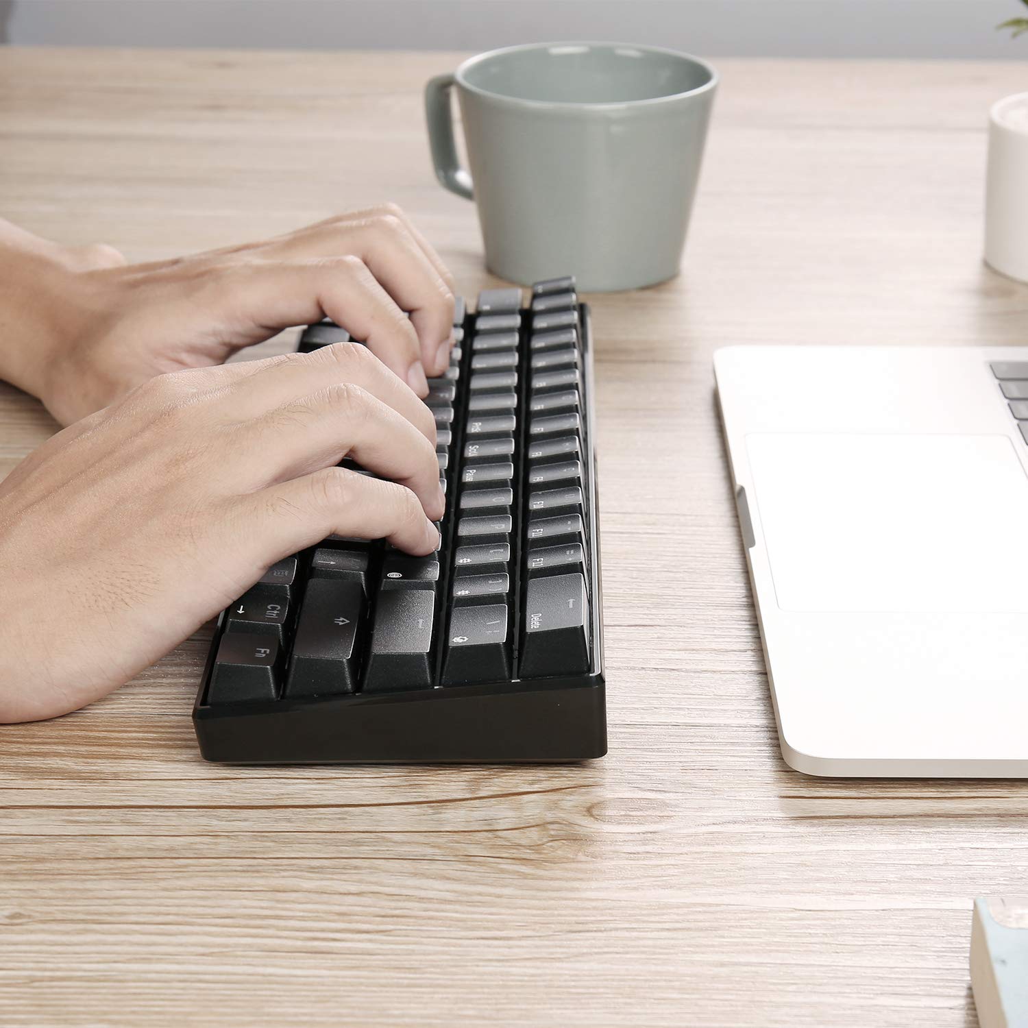RK ROYAL KLUDGE RK61 Wireless 60% Mechanical Gaming Keyboard, Ultra-Compact Bluetooth Mechanical Keyboard with 10 Hours Battery Life and Tactile Brown Switches, Compatible for Multi-Device Connection