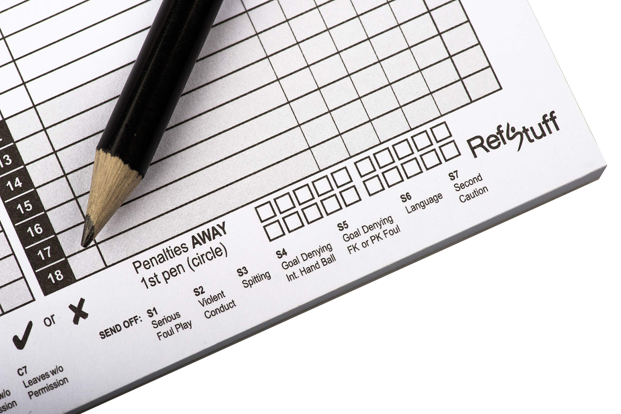 RefStuff RefSheet (Pack 50) Soccer Referee Match Day Score Sheets (inc sin Bins)