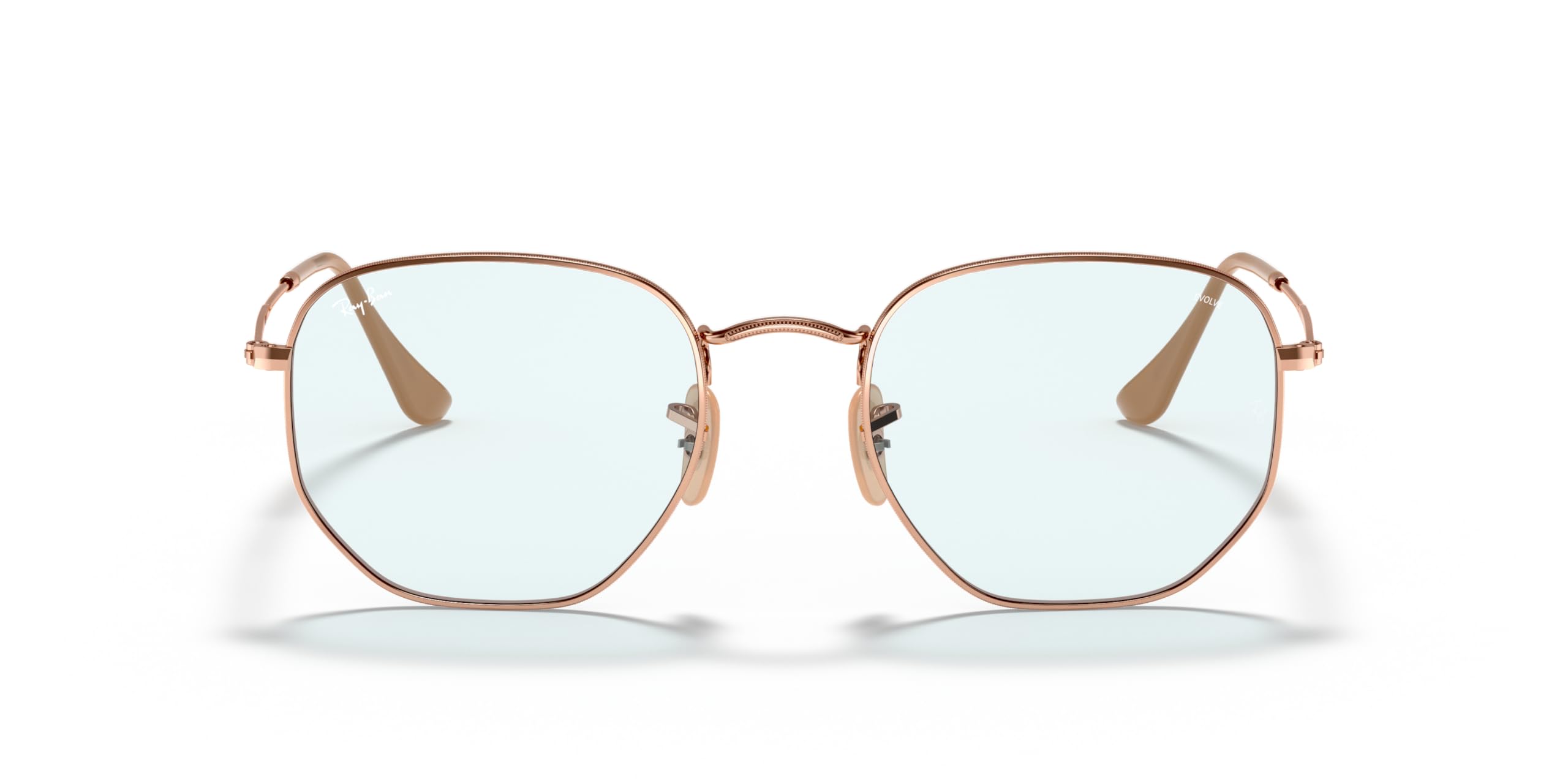 Ray-Ban Rb3548n Hexagonal Flat Lens Evolve Polarized Sunglasses, Copper/Photochromic Light Blue, 51 mm