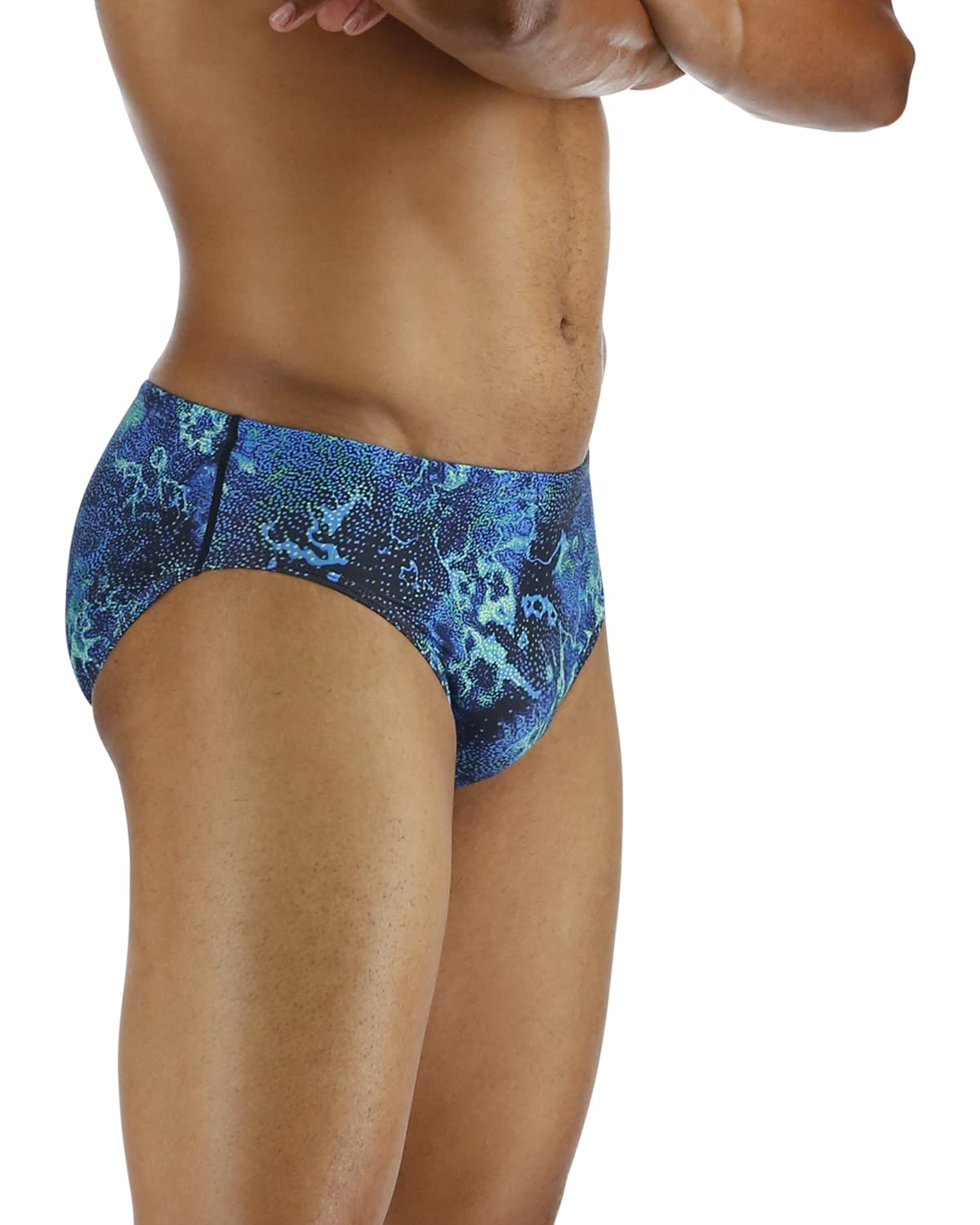 TYR Men's Standard Durafast Lite Racer Brief Swimsuit, Diploria Green/Blue, 30