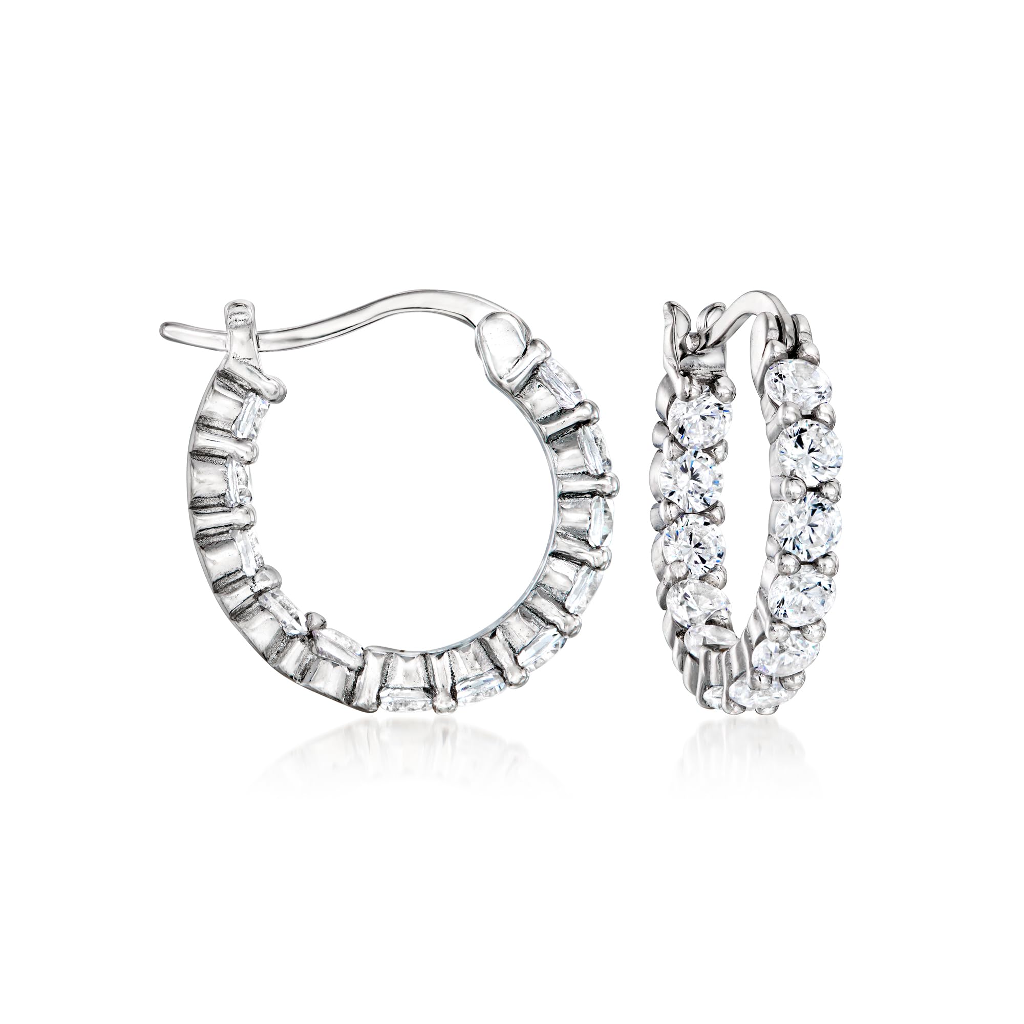 Ross-Simons 1.80 ct. t.w. CZ Hoop Earrings in Sterling Silver