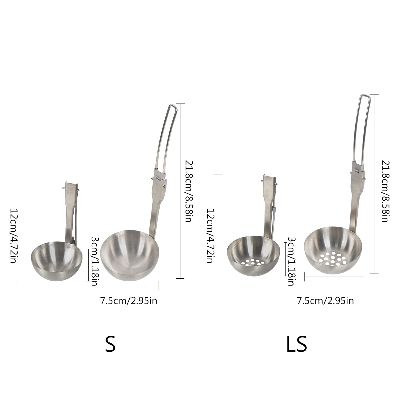 Outdoor Camping Tableware Lightweight Foldable Spoon Soup Ladle/Colander Portable (304) Stainless Steel Cooking Spoon Outdoor Spoon And Fork Outdoor Spoon Rest/holder Outdoor Spoon Fork
