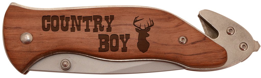 Personalized Gifts Country Boy Deer Head Hunting Gift Redneck Laser Engraved Stainless Steel Folding Survival Knife