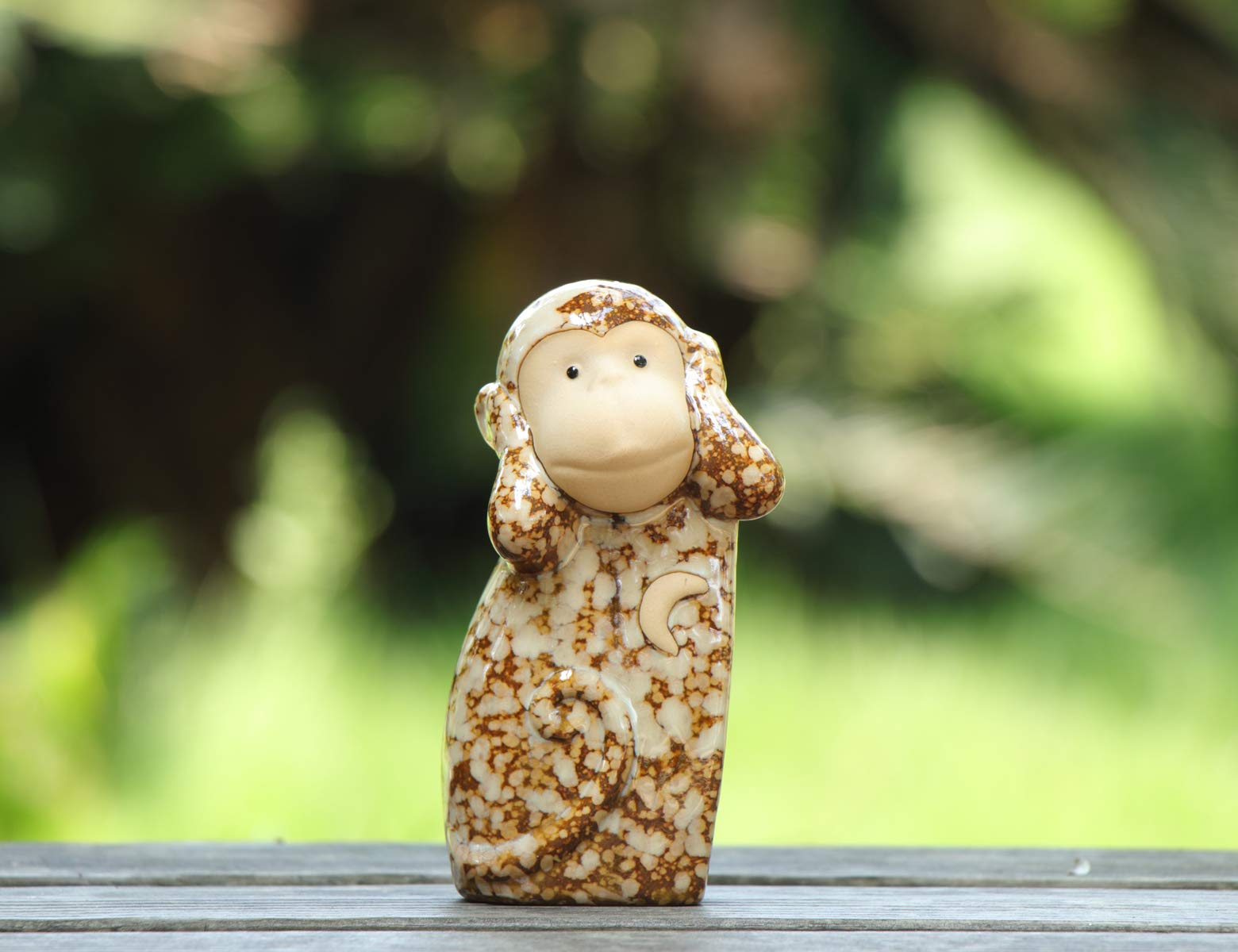 Rmdusk Hear See Speak No Evil Monkey Figurines, Ceramic Animal Statues Sculptures, Home Garden Décor Gift (Set of 3)