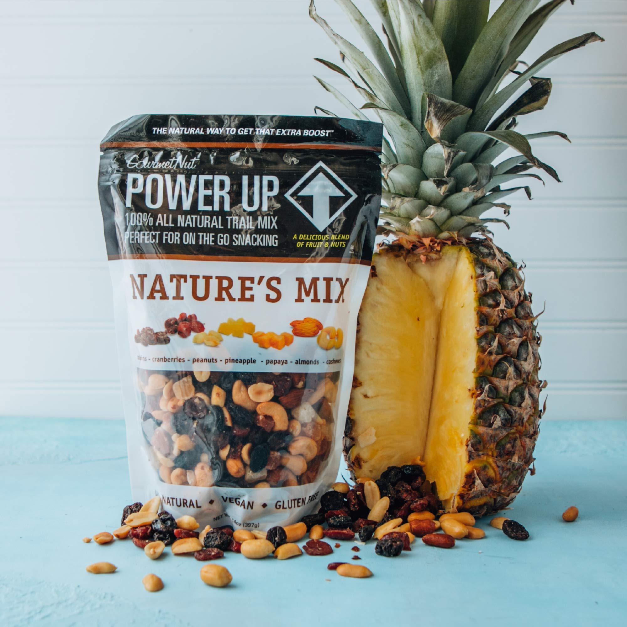 Power Up Trail Mix, Nature's Mix Trail Mix, Non-GMO, Vegan, Gluten Free, No Artificial Ingredients, Brown, 14 Oz