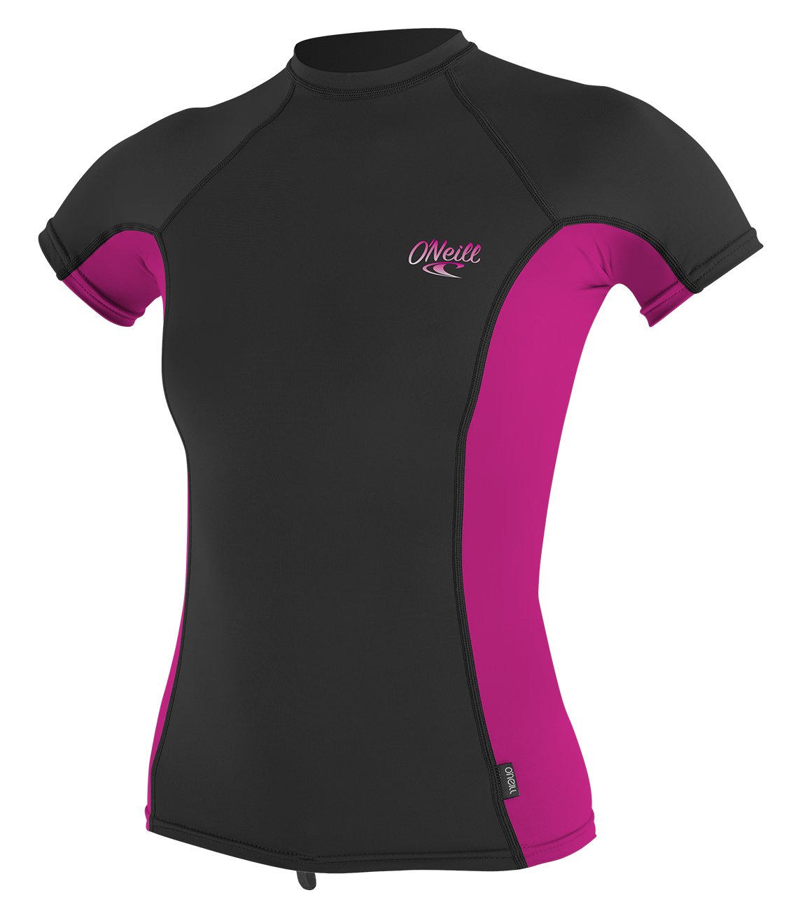O'Neill Women's Premium Skins UPF 50+ Short Sleeve Rash Guard, Black/Berry/Black, M