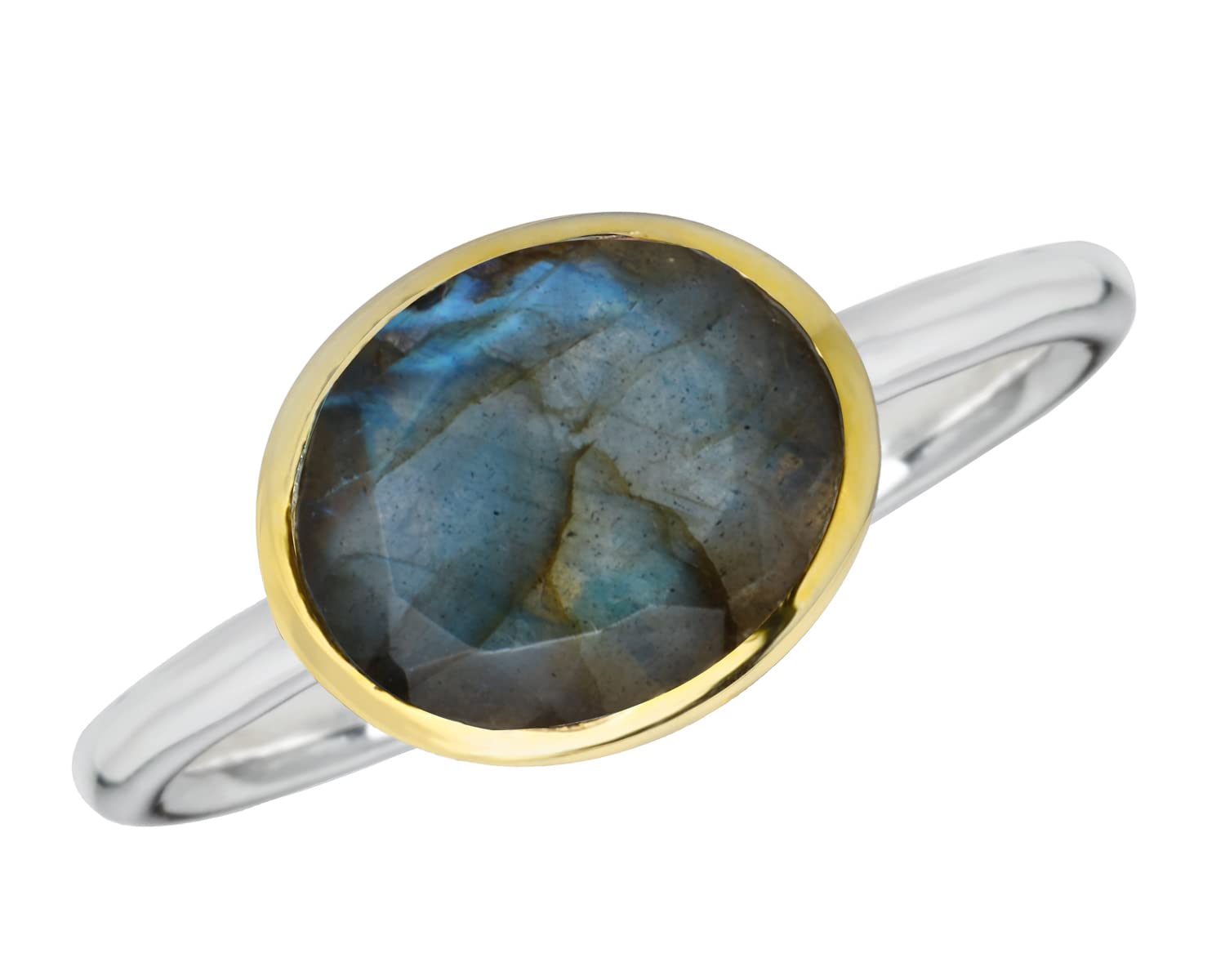 YoTreasure Labradorite Solitaire Ring 14K Gold Plated Over 925 Silver Jewelry (10)