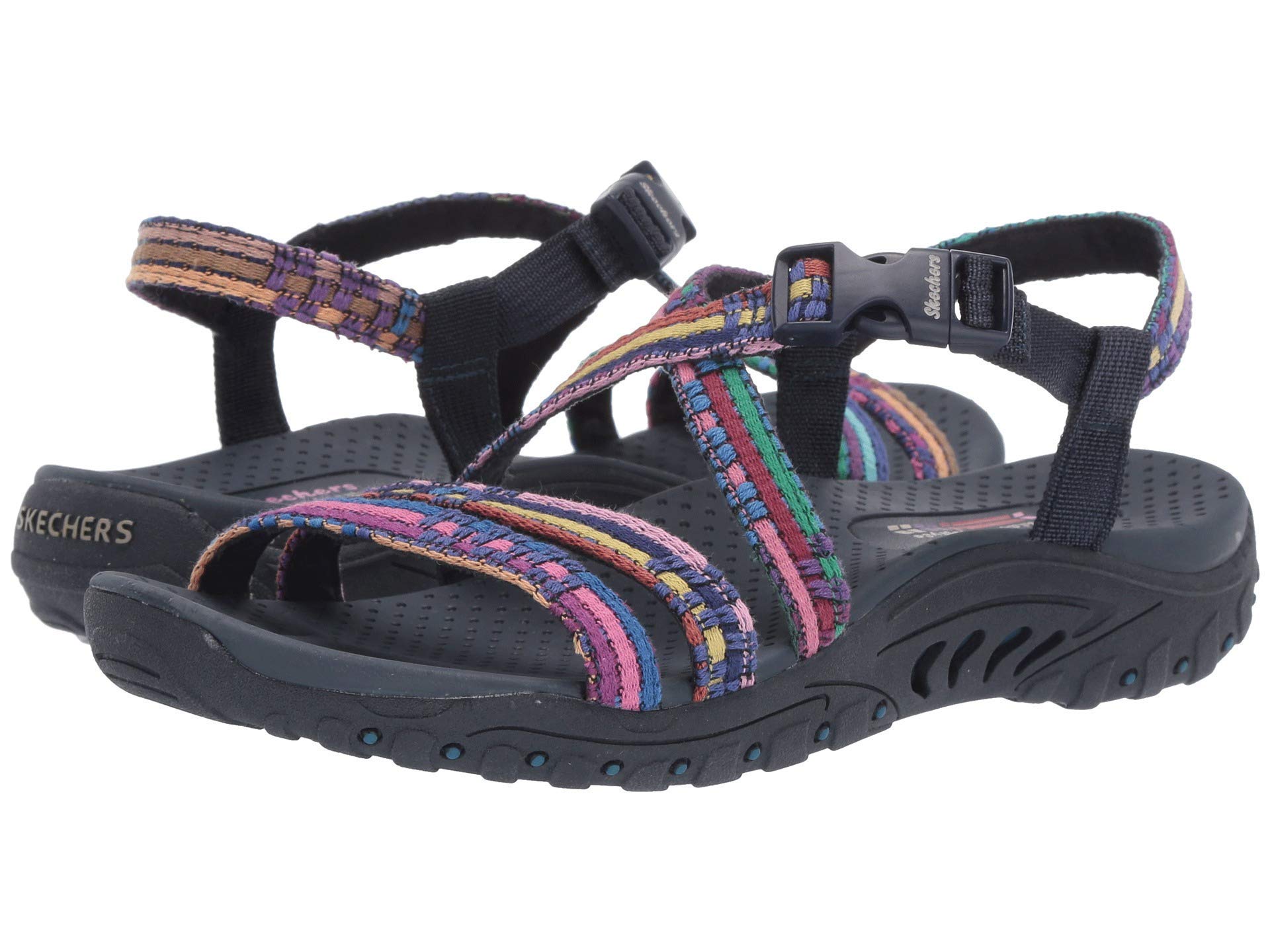 Skechers Women's Reggae-Sew Me-Boho Woven Strappy Slingback Sandal, Navy Multi, 8.5
