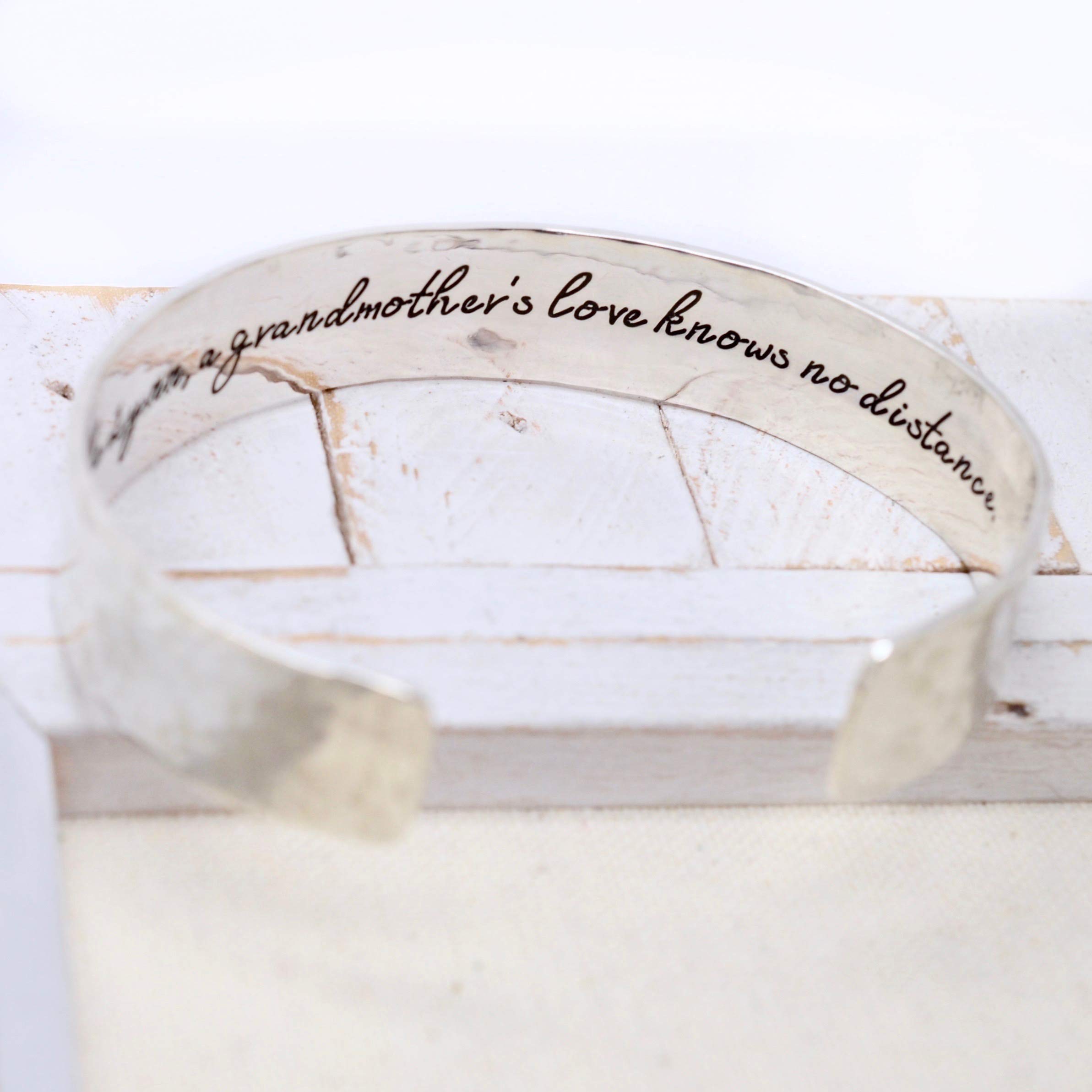 Personalized Hidden Message Cuff Bracelet for Women .925 Sterling Silver, Engraved Customized Quote Inspirational Text for Mom Grandma Wife Daughter