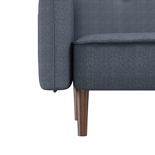 Penifun Convertible Futon Sofa Bed Sleeper Couch Folding Lounge Living Room Linen Upholstered 75 INCH 3 Setaer Loveseat with Armrest & 2 Pillows & 3 Backrest Settings-120°/150°/180°, Gray, Grey