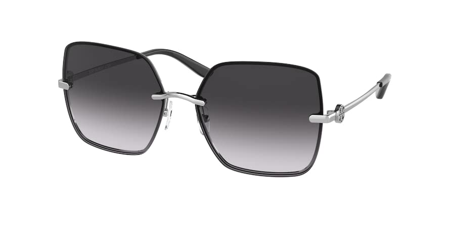 Tory Burch TY6080 31618G 58MM Silver/Light Grey Gradient Rectangular Sunglasses for Women + BUNDLE With Designer iWear Eyewear Kit
