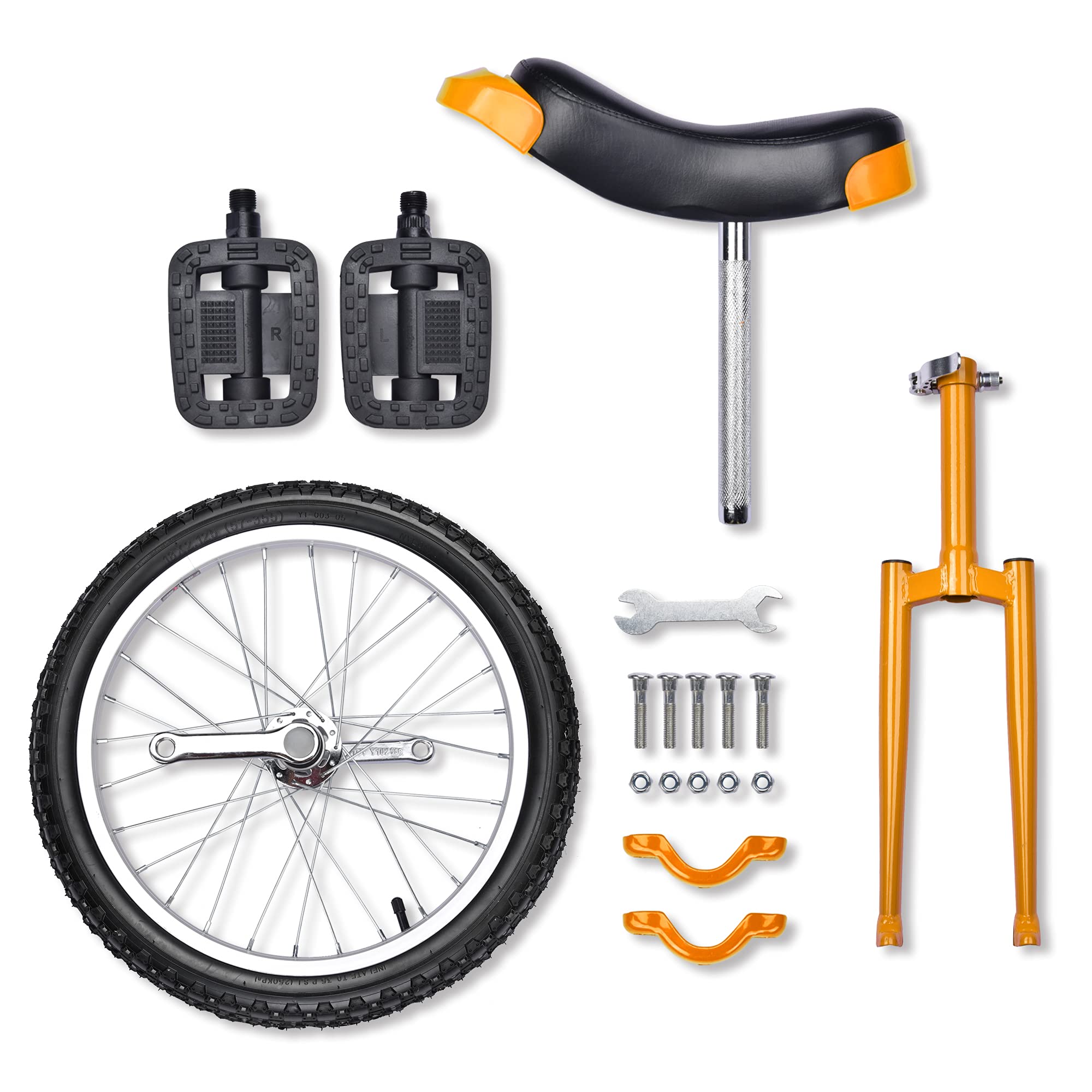 OEM Control Astonishing Yellow 18 Inch in 18" Mountain Bike Wheel Frame Unicycle Cycling Bike with Comfortable Release Saddle Seat