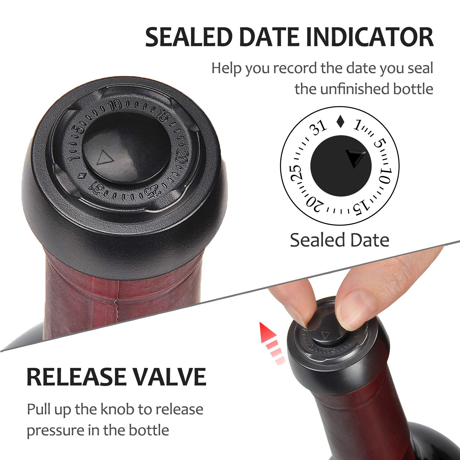 Wine Air Pressure Pump Opener Set, Tirrinia Wine Bottle Cork Remover Accessory Tool Kit with Wine Saver, 2 Vacuum Stoppers, Wine Pourer and Foil Cutter, Perfect Wine Lover Gifts, Silver