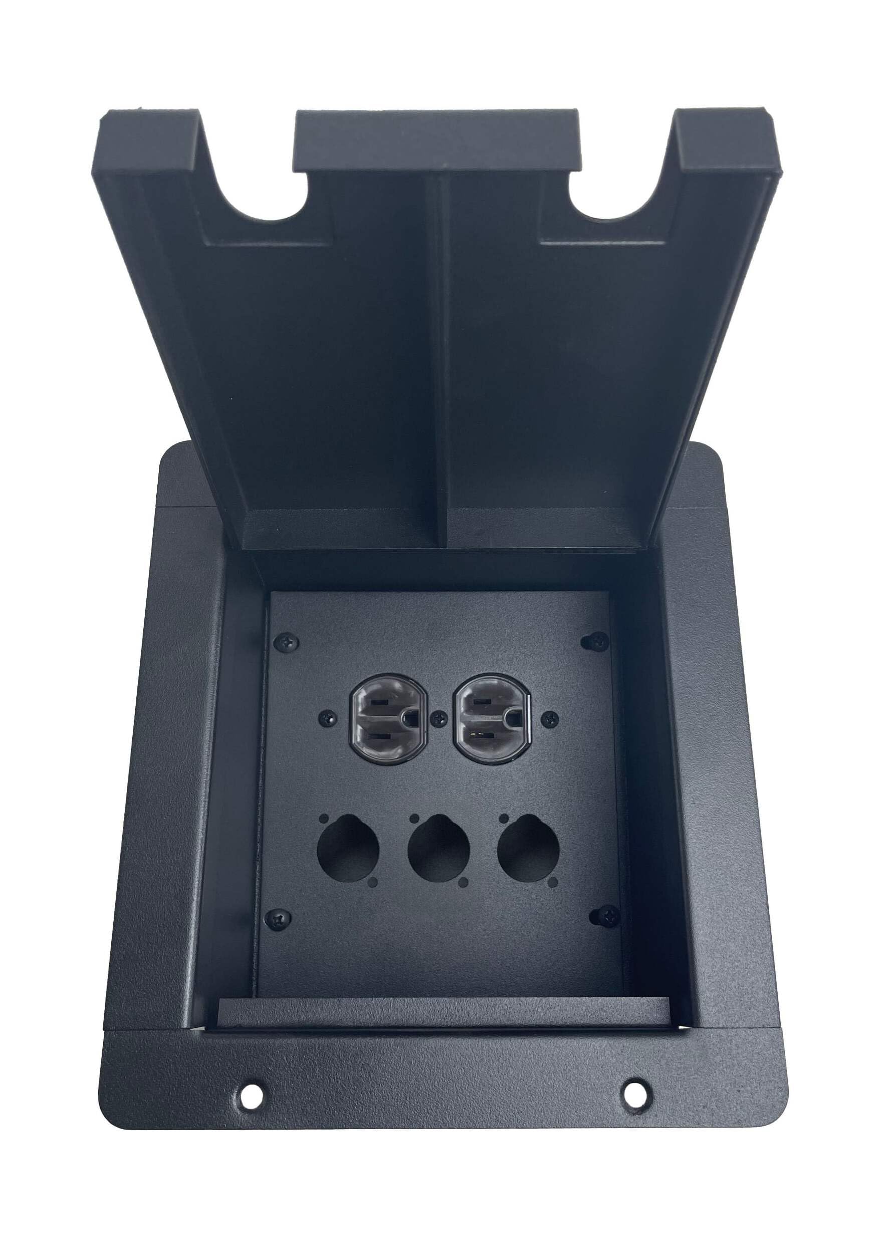 ProCraft Pro Audio Recessed Floor Pocket Box. Loaded AC Duplex and PrePunched for 3 "D" XLR's Made in the USA