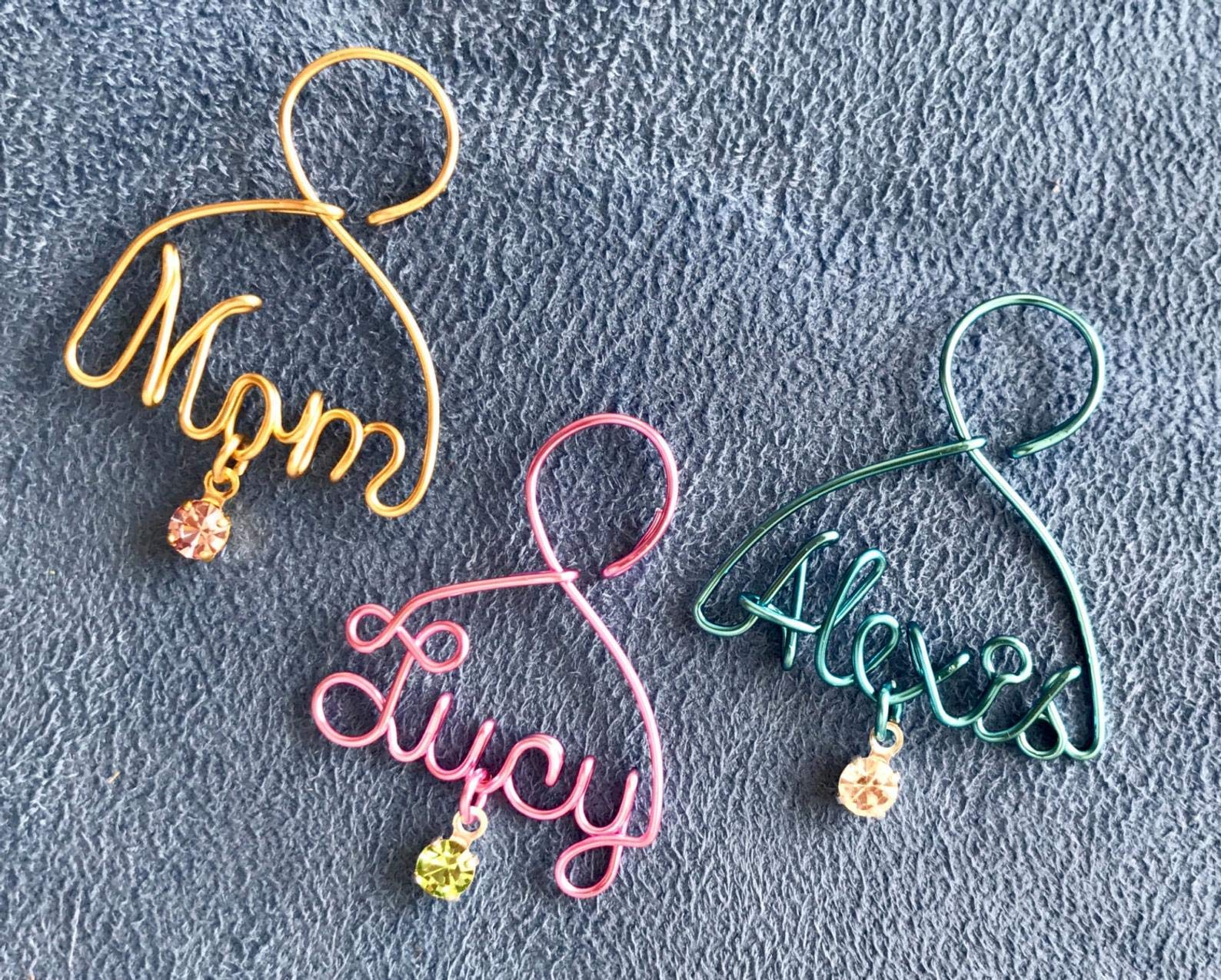 Personalized Wine Charm~Wine Glass Charm~Wire Name~17 pretty colors to choose from~Swarovski Birthstones~Handmade~Unique Gift for the Wine lover in your life
