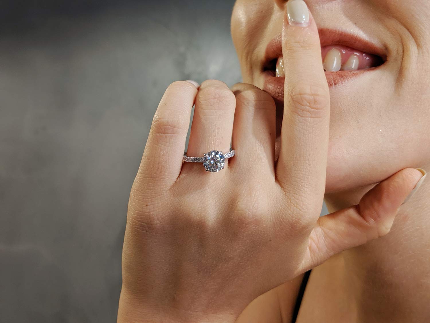 Precision Cut Zircon 2 Ct Round-cut Halo Bridal Ring 925 Silver Accented Brilliant Solitaire Engagement Ring (Silver, 7)