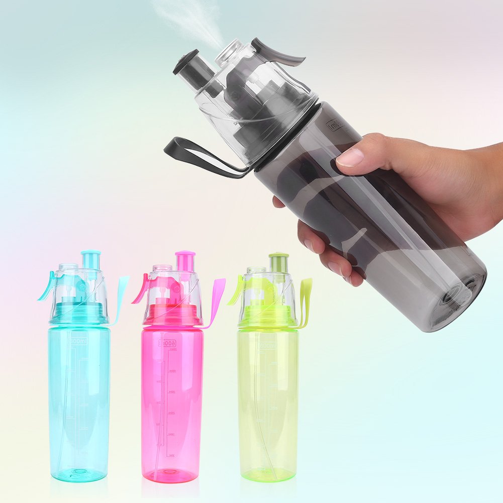 Plastic Water Bottle, 600ML Wide Mouth Portable Spray-Head Anti-Leak Water Bottle for Sports School Cycling Gym Yoga(Blue)