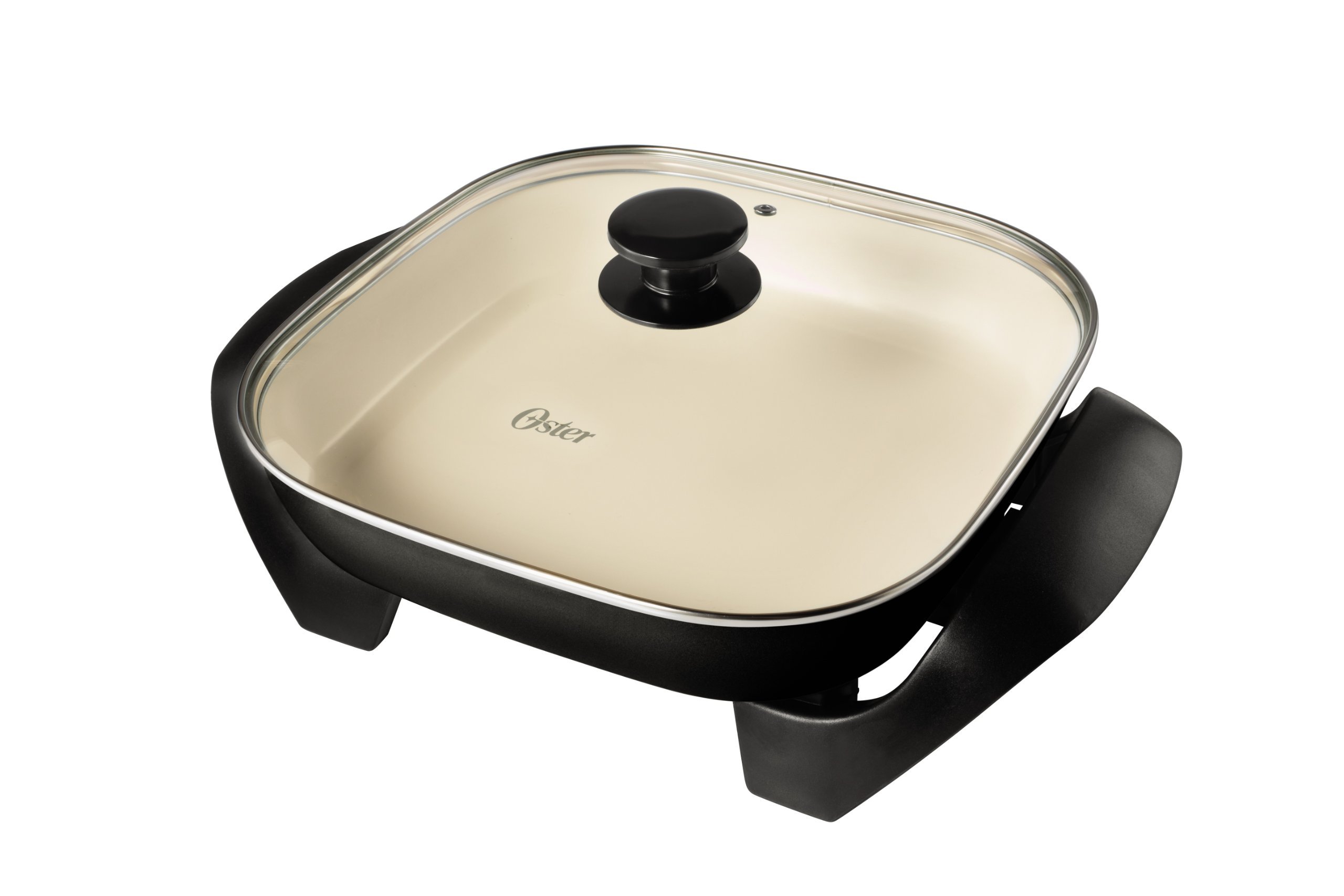 Oster DuraCeramic Electric Skillet CKSTSKFM12W-ECO, 12-Inch, Black/Creme