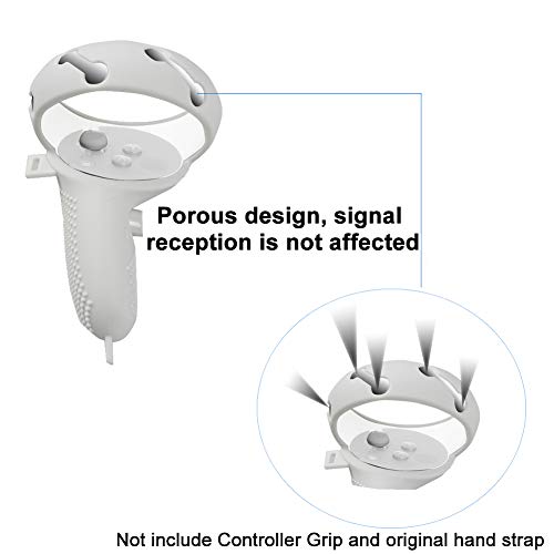 Touch Controller Grip Cove Case for Oculus Quest 2, Anti-Throw Handle Protective Sleeve with Controller Cover and Knuckle Strap(Gray White)